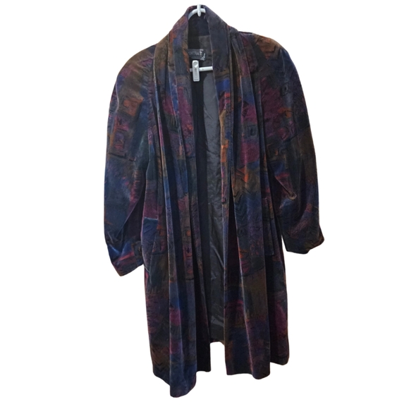 Jackets & Coats | 8s Abstract Vintage Velvet Open Duster Coat By ...